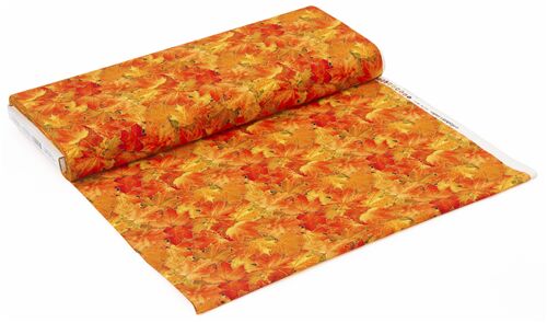 orange leaves fabric maple autumn fall cotton from the USA with ...
