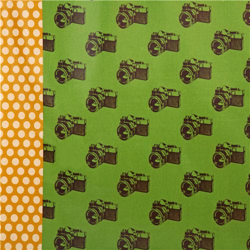 green retro camera laminate echino fabric camera Fabric by Echino ...