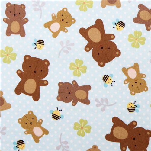 pale blue bear fabric Little Brown Bear Quilting Treasures Fabric by ...