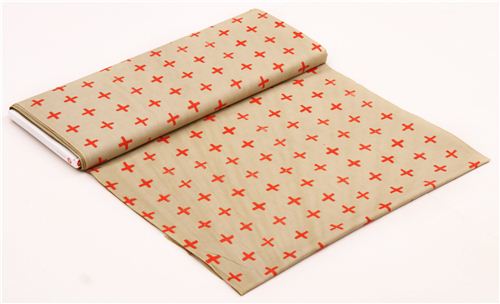 beige khaki tinge of pale green cross pattern cotton fabric by Andover ...