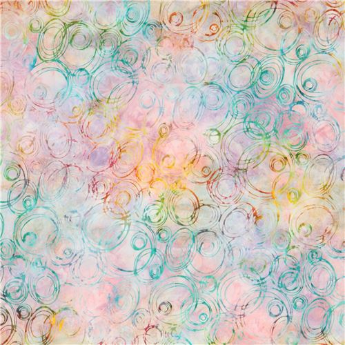 Pastel Color Robert Kaufman Circle Oval Tie Dye Batik Look Fabric Scribbles Fabric By Robert