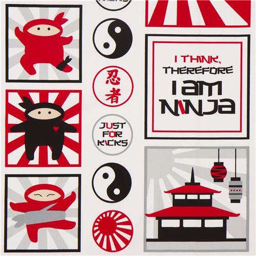 patchwork ninja fighter fabric by Robert Kaufman red-grey Fabric by Robert Kaufman - modes4u