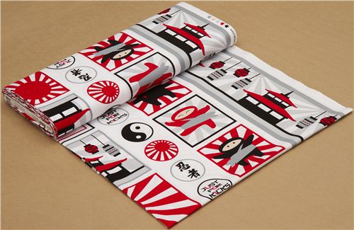 Tela patchwork luchador ninja rojo y gris Robert Kaufman Fabric by ...