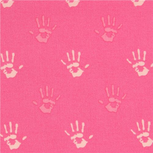 pink Art Gallery Fabrics handprint fabric Fabric by Japanese Indie ...