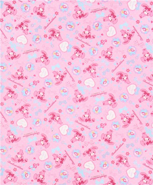 pink Bonbonribbon bunny dots bows Sanrio laminate fabric from Japan ...