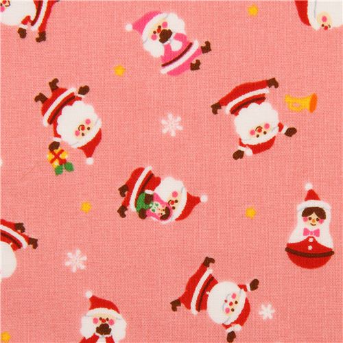 pink Cosmo Christmas fabric Santa Claus matryoshka Fabric by Cosmo ...