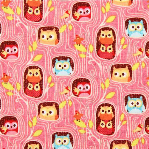 pink Flappers Hideout owl tree fabric Riley Blake Happy Flappers Fabric ...