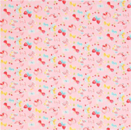 Remnant (24 x 108 cm) - pink Kokka double gauze cute colorful butterfly ...