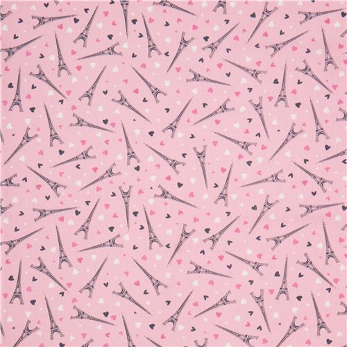 pink Paris heart fabric with Eiffel Tower by Timeless Treasures Fabric ...