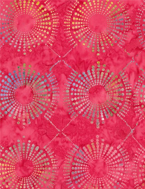 pink batik Timeless Treasures fabric with sun shapes - modeS4u