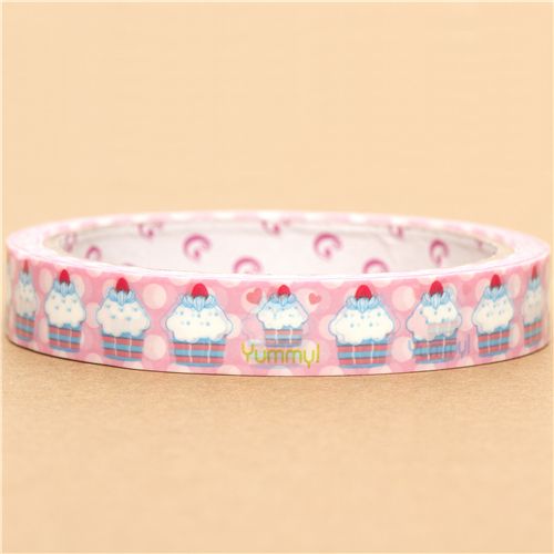 Pink Cupcakes Deco Sticky Tape With Dots From Japan Modes4u