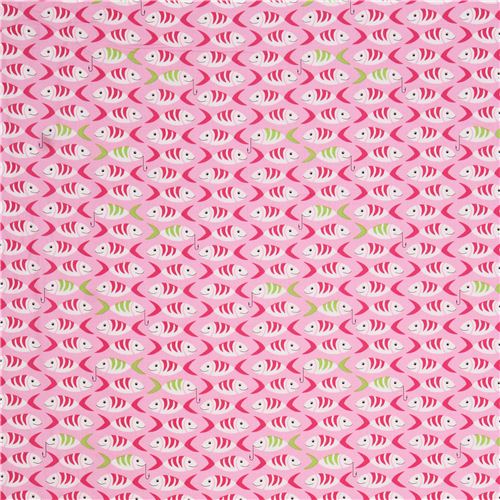 pink fish fabric Little Fishes by Michael Miller USA Fabric by Michael ...
