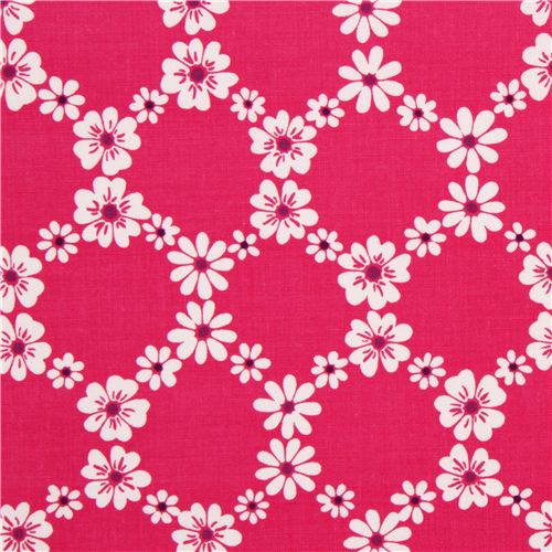 pink flower fabric with floral print by Michael Miller USA Fabric by ...
