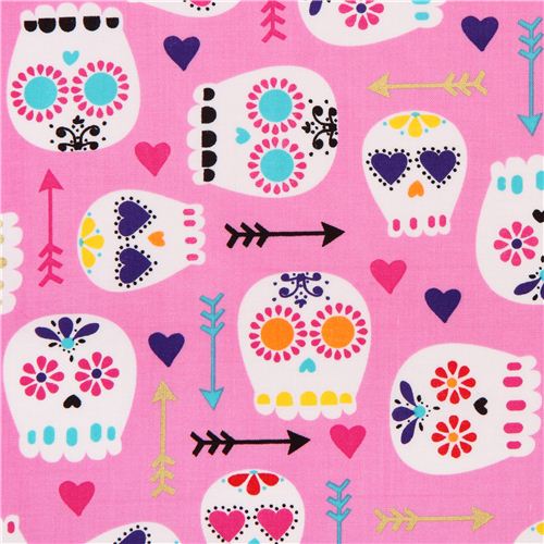 pink glitter Sugar Skull fabric by Timeless Treasures Fabric by ...