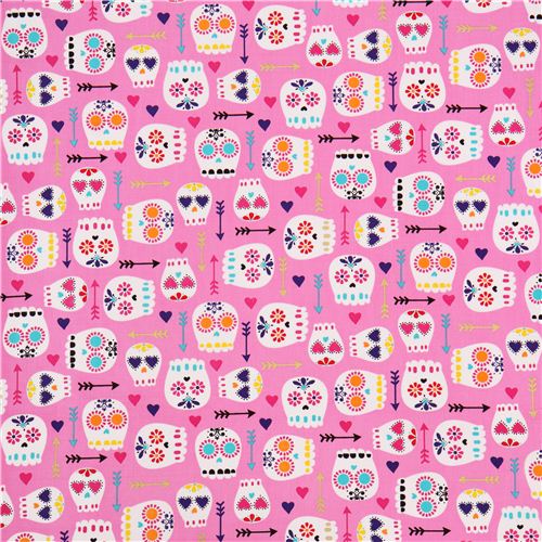 pink glitter Sugar Skull fabric by Timeless Treasures Fabric by ...