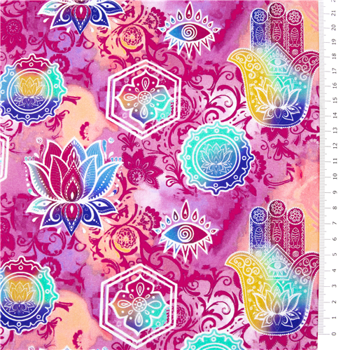 pink meditation tie dye fabric cotton Om symbol mandala keep calm - modeS4u