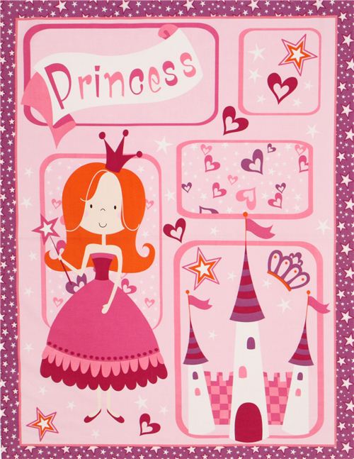 pinker Prinzessin Schloss Paneel Stoff Little Princess Panel Fabric by ...