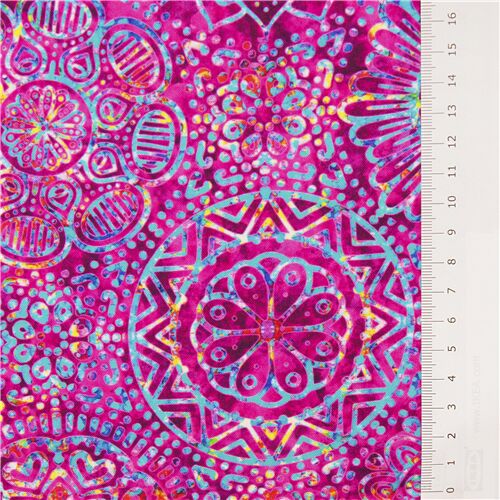 pink print fabric with mandala and medallion motif Quilting Treasures ...