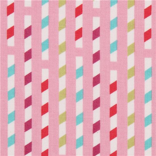 pink straw stripes pattern fabric by Michael Miller USA Fabric by ...