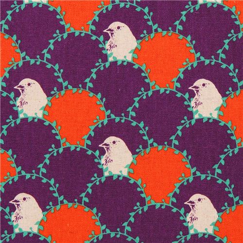 purple echino arc canvas fabric bird wave fish scale Fabric by Echino ...