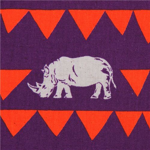 purple rhinoceros triangle echino poplin fabric rhino Fabric by Echino ...