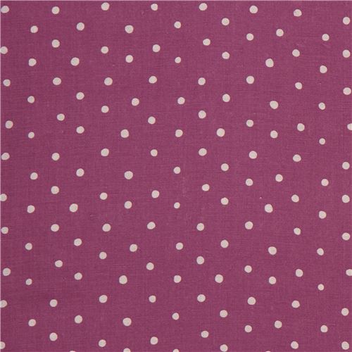Remnant (35 x 50 cm) - purple linen fabric light grey dot from Japan ...