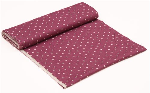 Remnant (35 x 50 cm) - purple linen fabric light grey dot from Japan ...