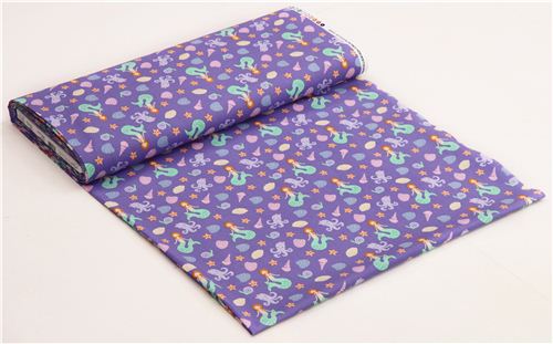 purple mermaid shell & star sea animal fabric by Dear Stella USA Fabric ...