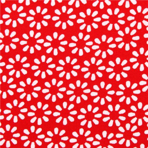 red Daisy Flowers flower fabric Michael Miller Red & White Fabric by ...