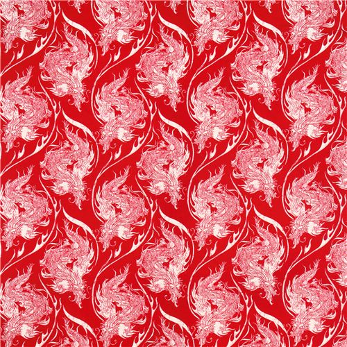 red Ninja Dragon Japanese dragons Ryu fabric Riley Blake Year Of The ...