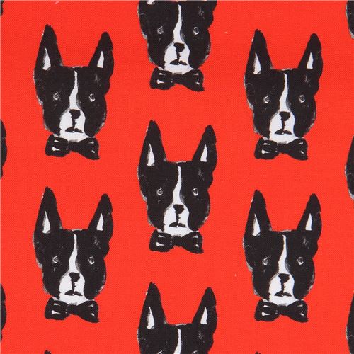 red Robert Kaufman fabric dog animal Woof Fabric by Robert Kaufman ...