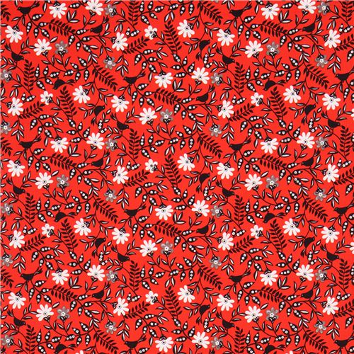 red Serafina flower bird fabric by Timeless Treasures Fabric by ...