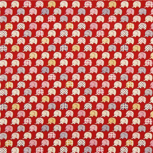 red elephant animal oxford fabric by Kokka from Japan Fabric by Kokka ...