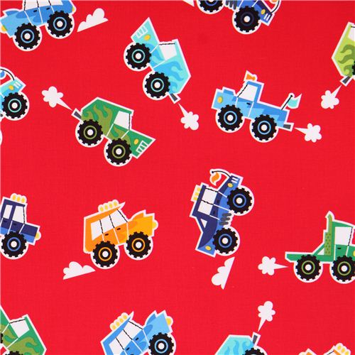 red fabric for boys with ATV cars by Robert Kaufman Fabric by Robert ...