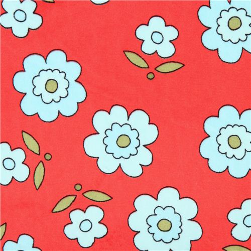 red flower minky fabric fleece plush Floret USA Fabric by Japanese ...