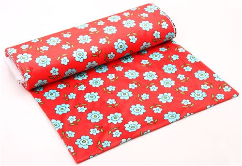 red flower minky fabric fleece plush Floret USA Fabric by Japanese ...