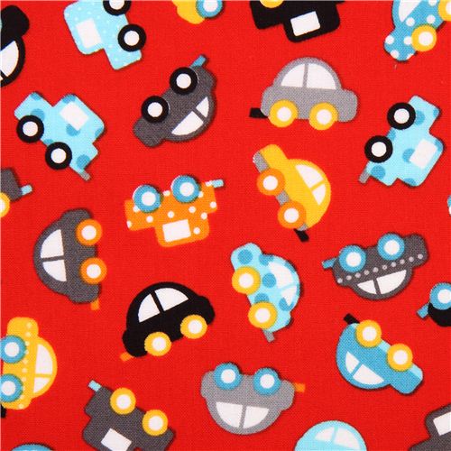 red mini car fabric Ready Set Go 2 by Robert Kaufman Fabric by Robert ...