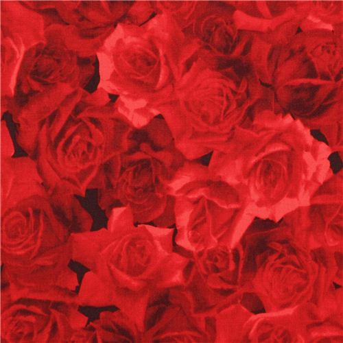 red rose blossom flower fabric by Andover USA Fabric by Andover Fabrics ...