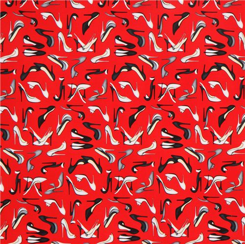 red shoe fabric with high heels stilettos by Robert Kaufman Fabric by ...