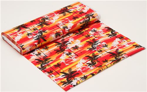 red sunset and palm tree fabric by Timeless Treasures Fabric by ...