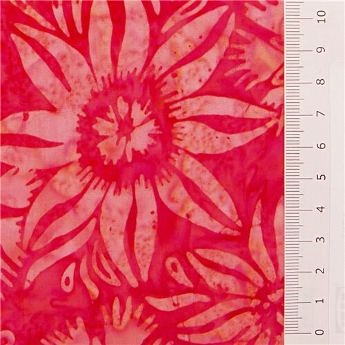 red tie dye multipetal floral flowers Batik Timeless Treasures fabric ...
