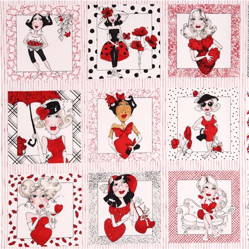 red woman lady patchwork fabric Lady In Red Quilting Treasures Fabric ...