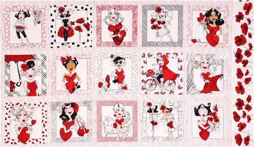 red woman lady patchwork fabric Lady In Red Quilting Treasures Fabric ...