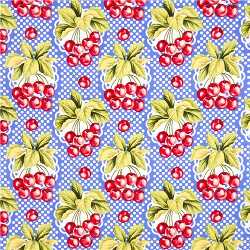 retro cherry fabric with polka dots by Michael Miller Fabric by Michael ...