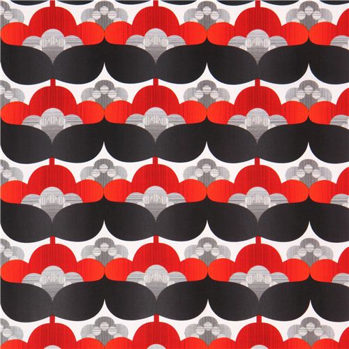 Retro Blumen Stoff rot-schwarz Mod Tex Robert Kaufman Fabric by Robert ...