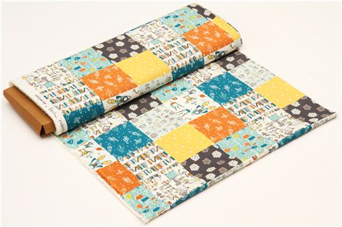 robot rocket patchwork birch organic fabric from the USA Fabric by ...
