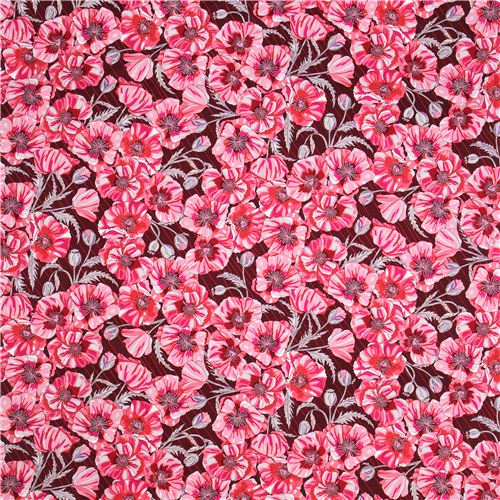 pink and ruby red flower blossom stripes pattern fabric by Robert ...