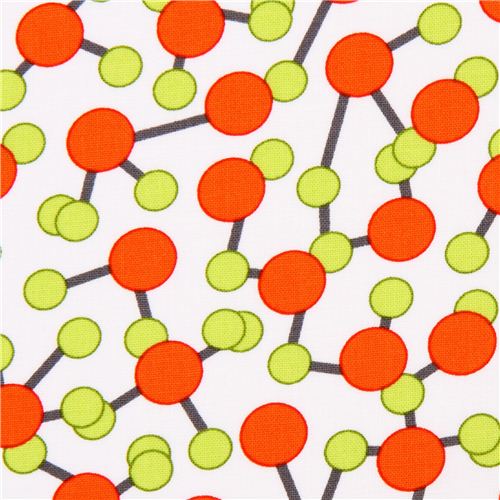 science molecule fabric orange Robert Kaufman Science Fair Fabric by ...