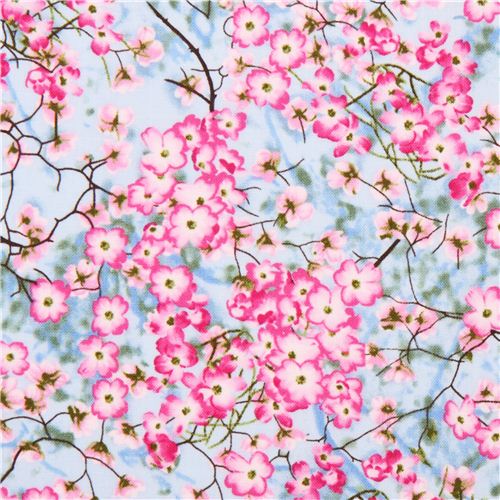 sky blue flower fabric Timeless Treasures Botanic Garden Fabric by ...