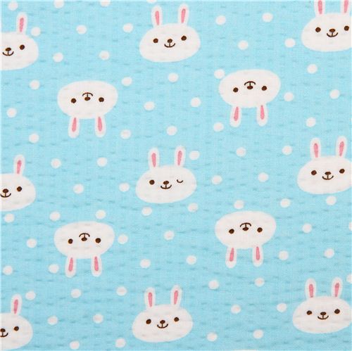 sky blue rabbit poplin fabric by Cosmo from Japan Fabric by Cosmo - modes4u